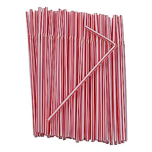 Flexible Plastic Drinking Straws (Assorted Classic Striped) Bendable Disposable BPA Free Bendy Straws