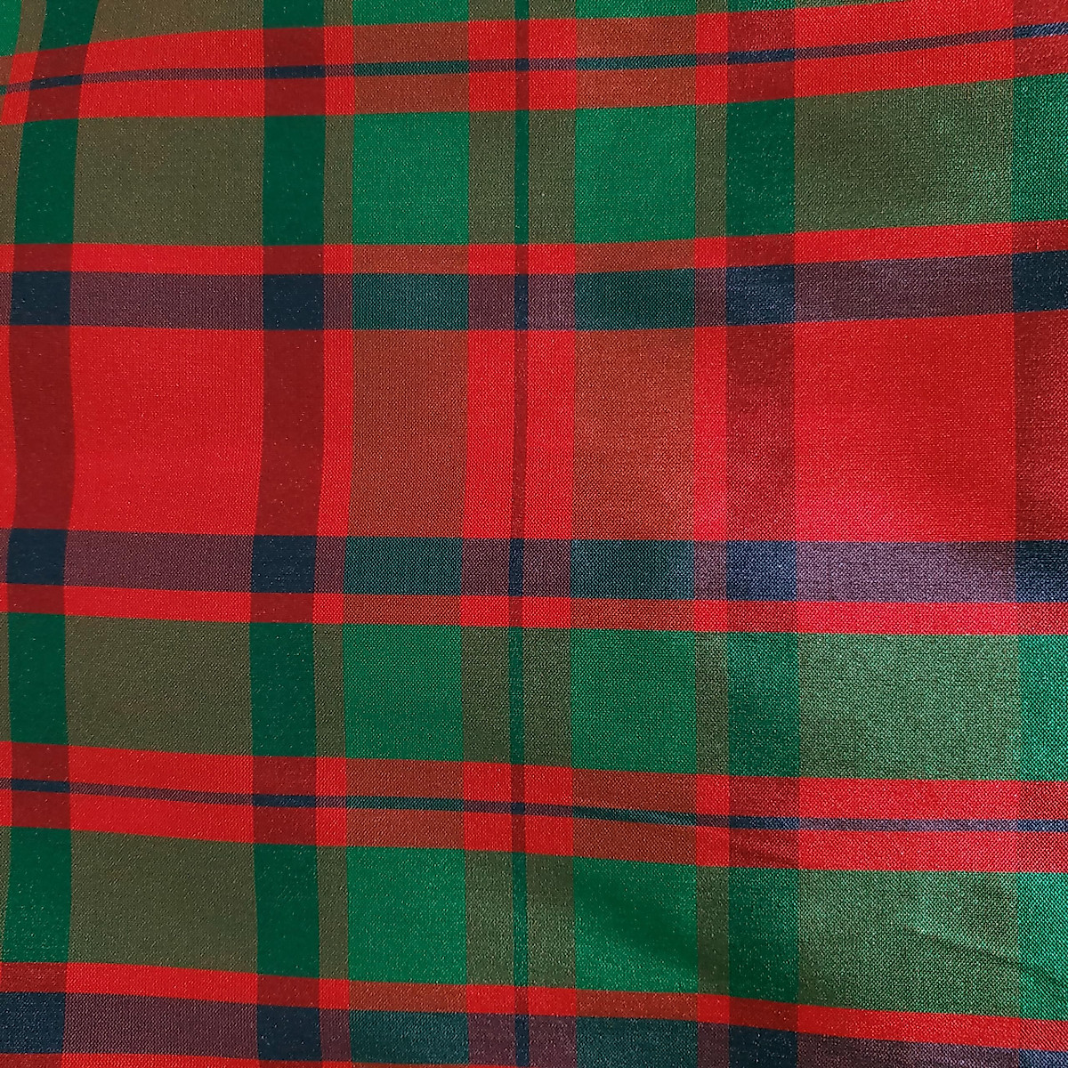 Generic Ribbon Taffeta Holiday Plaid - Hunter Green, Red, Blue - Christmas Tartan Fabric 58"" by The Yard, TAFFHGP01