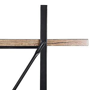 5-Tier Industrial Bookcase with Rustic Wood and Metal Frame, Large Open Bookshelf for Living Room