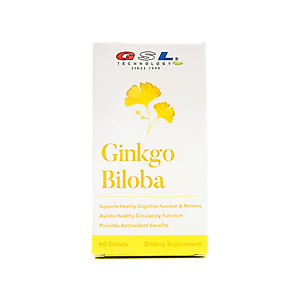 GSL Technology Ginkgo Biloba | 60MG of Ginkgo Biloba 50:1 Extract (Equivalent to 3000MG Per Tablet) | Made in USA (60 Tablets)