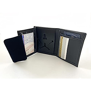 Perfect Fit Shield Wallets 5 Point Star Florida Sheriff Five-Point Star Badge Style Hidden Badge Wallet Leather (Cutout PF-185) Black