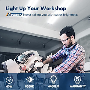 BBOUNDER 1 Pack Linkable LED Utility Shop Light, 4400 LM, 6500K Cool Daylight, 4 FT, 48 Inch Integrated Fixture for Garage, 40W Equivalent 250W, Surface + Suspension Mount, Black