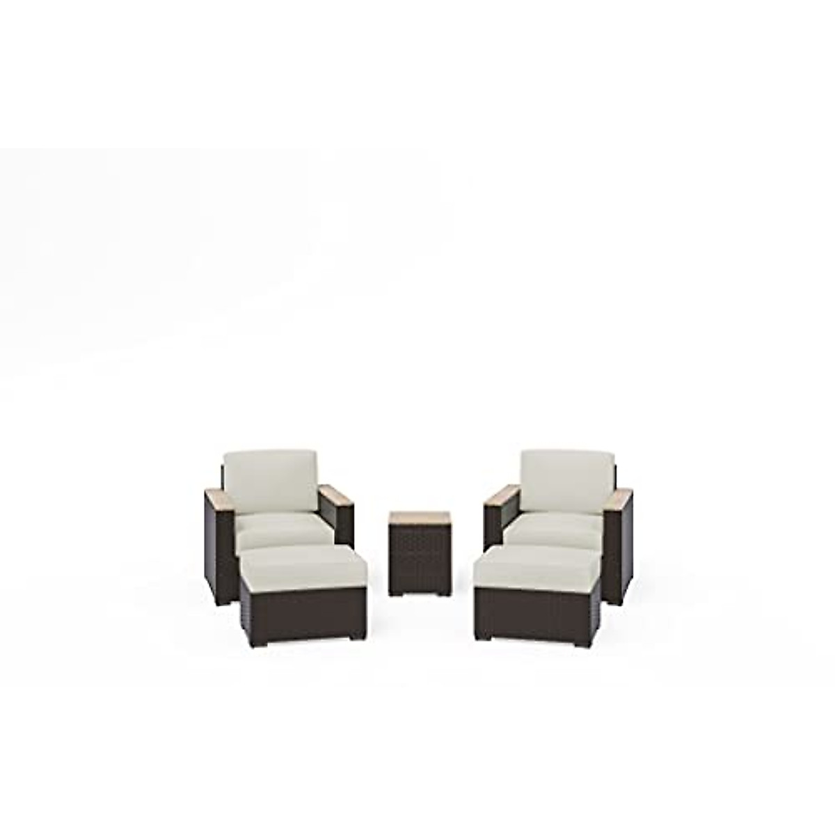 Homestyles 6800-119D-T Palm Springs 5-Piece Outdoor Set, 2 Person, Beige/Brown