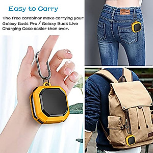 Wocoxo Compatible with Galaxy Buds Pro Case/Galaxy Buds Live Case, Shock-Proof Portable Protective Cover with Keychain (Yellow)