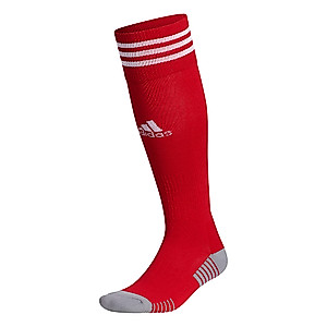 adidas Copa Zone Cushion 4 Soccer Socks (1-Pair) for Men, Women, Boys and Girls, Team Power Red/White, Medium