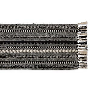 DII Farmhouse Braided Stripe Table Runner Collection, 15x72, Black