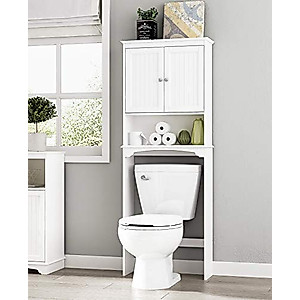 Spirich Home Over The Toilet Storage Cabinet, Bathroom Shelf Over Toilet, Bathroom Storage Cabinet Organizer, White