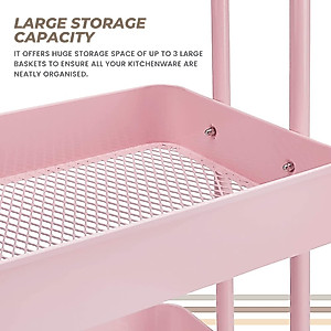 EKKIO 3 Tier Rolling Cart, Book Cart, Lash Cart, Nail Cart, Baby Cart Organizer, Art Cart, Diaper Cart, Pink Rolling Cart Organizer, 3 Tier Cart, Metal Cart, Three Tier Rolling Cart, Makeup Cart