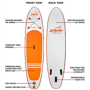 Jiubenju Inflatable Stand Up Paddle Board 10'6"/30"/6" with Premium SUP Accessories & Kayak Seat Set & Carry Bag Wide Stance, Surf Control, Non-Slip Deck, Leash, Paddle and Pump for Youth & Adult