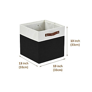 DECOMOMO Fabric Storage Bins, 13x13x13 Storage Cube Bins, Baskets for Shelves (Black and White, 4pcs)