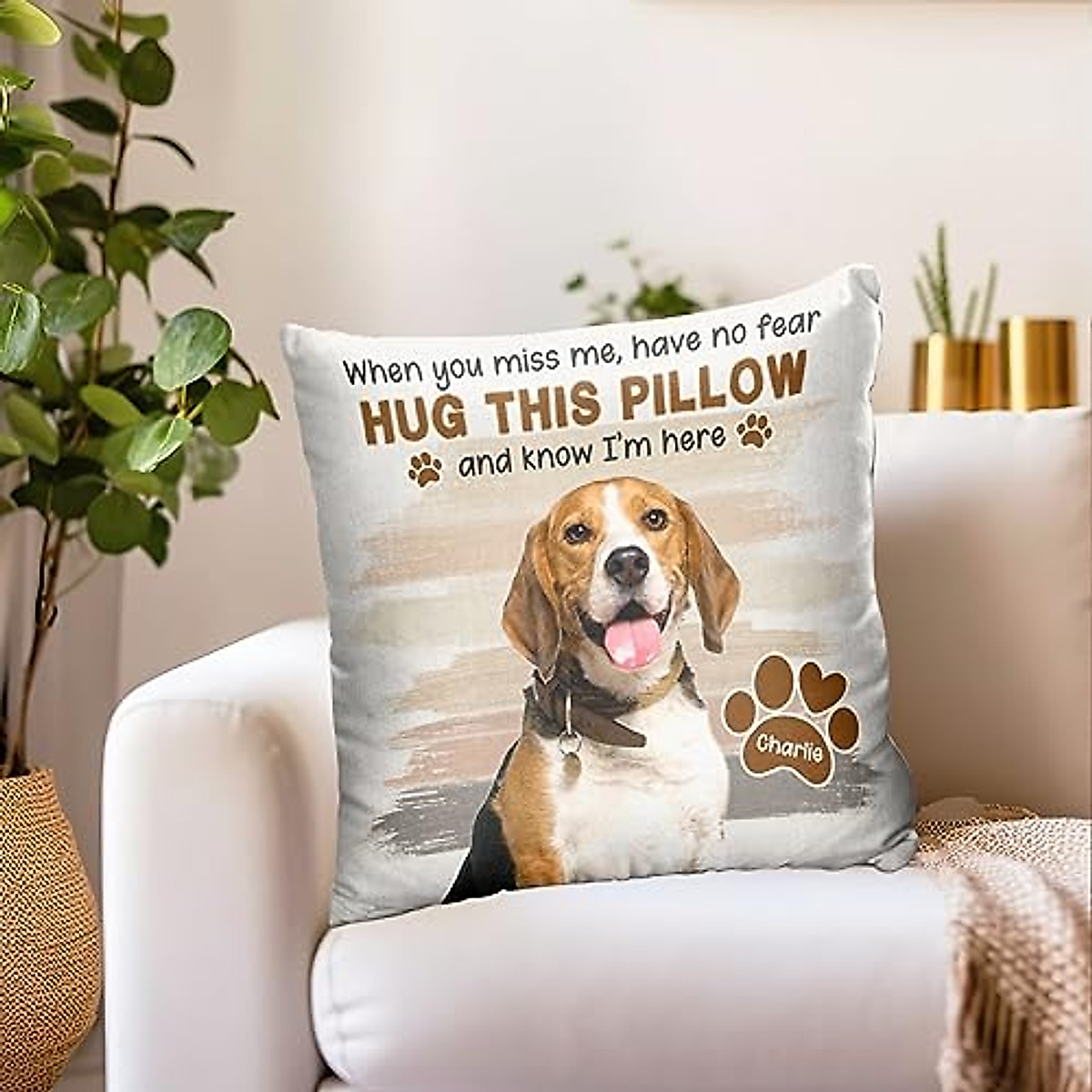 Pawfect House Personalized Pillows (Insert Included), Hug the Pillow and Know I'm Here, Pet Memorial Gifts Personalized Dog Pillow Dog Remembrance Gift Dog Memorial Gifts for Loss of Dog Sympathy Gift