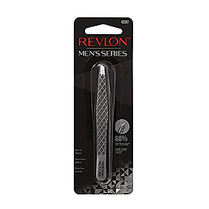 Revlon Eyebrow Hair Removal Tweezer, Men's Series, High Precision Tweezers for Men, 60% Larger Grip, Stainless Steel (Pack of 1)