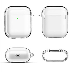 Valkit Compatible AirPod Case Cover, Clear Airpods Case with Keychain Soft TPU Protective Cover Shockproof Case for Girls Women Men Compatible with Apple AirPods Charging Case 2 & 1 - Transparent
