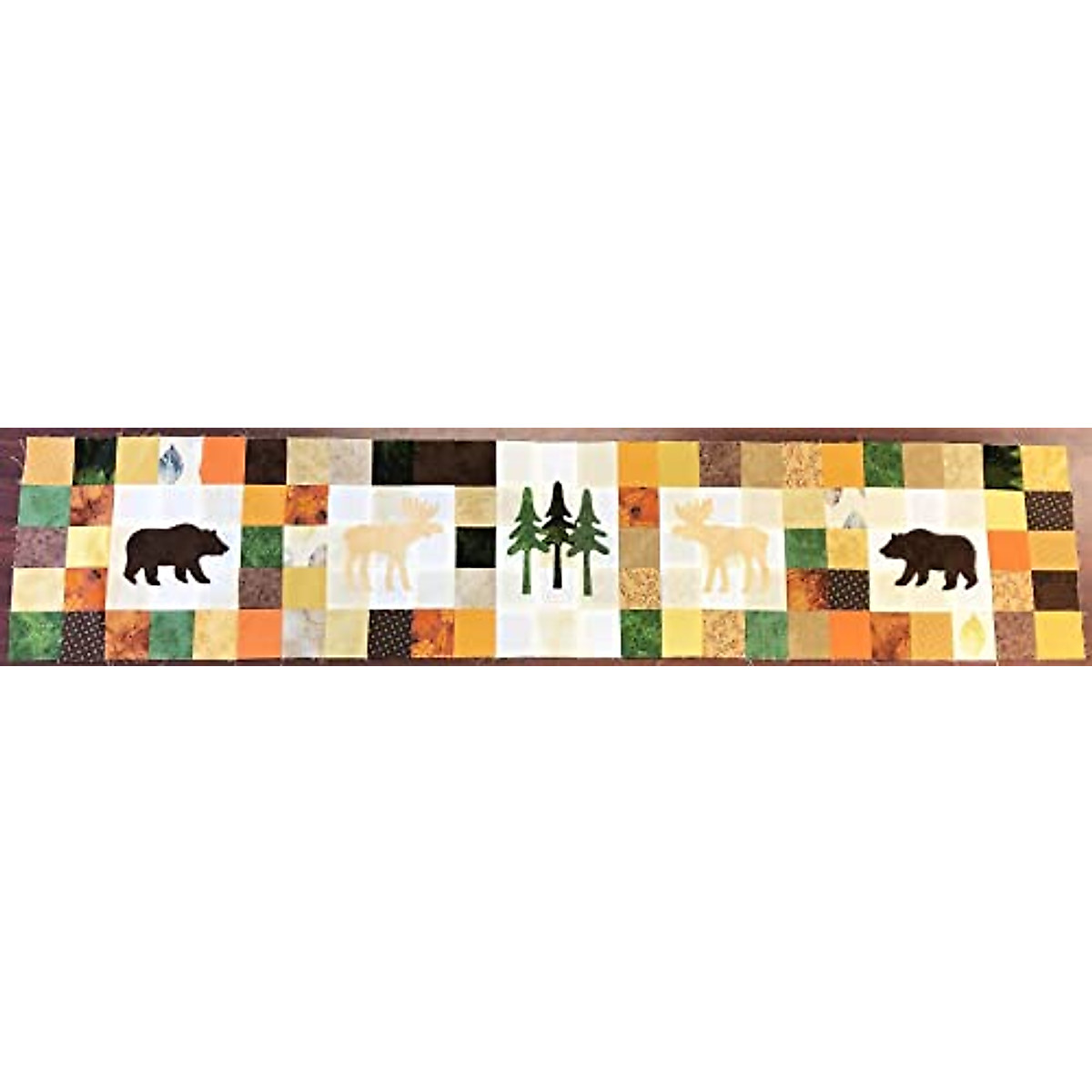 Autumn Table Runner Wall Hanging Kit - Fabric Charm Packs - 2.5-Inch Precut Fabric - Quilt Fabric - 100% Quilting Cotton - Quilting Fabrics - Cabin - Bear - Moose