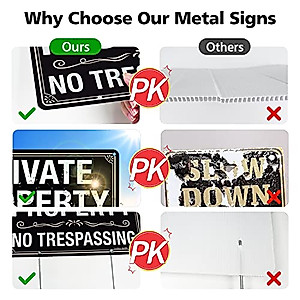 GicnKeuz No Trespassing Signs Private Property Sign with H-stakes, 12"×8" Aluminum Sign, Fade Resistant/Waterproof, Including Screws, Easy to Install, Outdoor Use