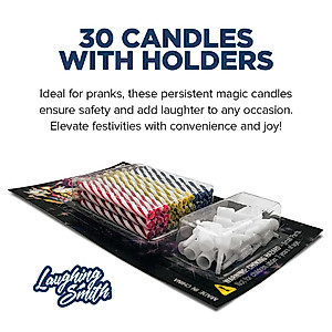 Laughing Smith Magic Relighting Candles - (30 pk) - Trick Happy Birthday Party Decorations for Cakes - Prank Celebration Candle - for Kids & Fun-Loving Adults