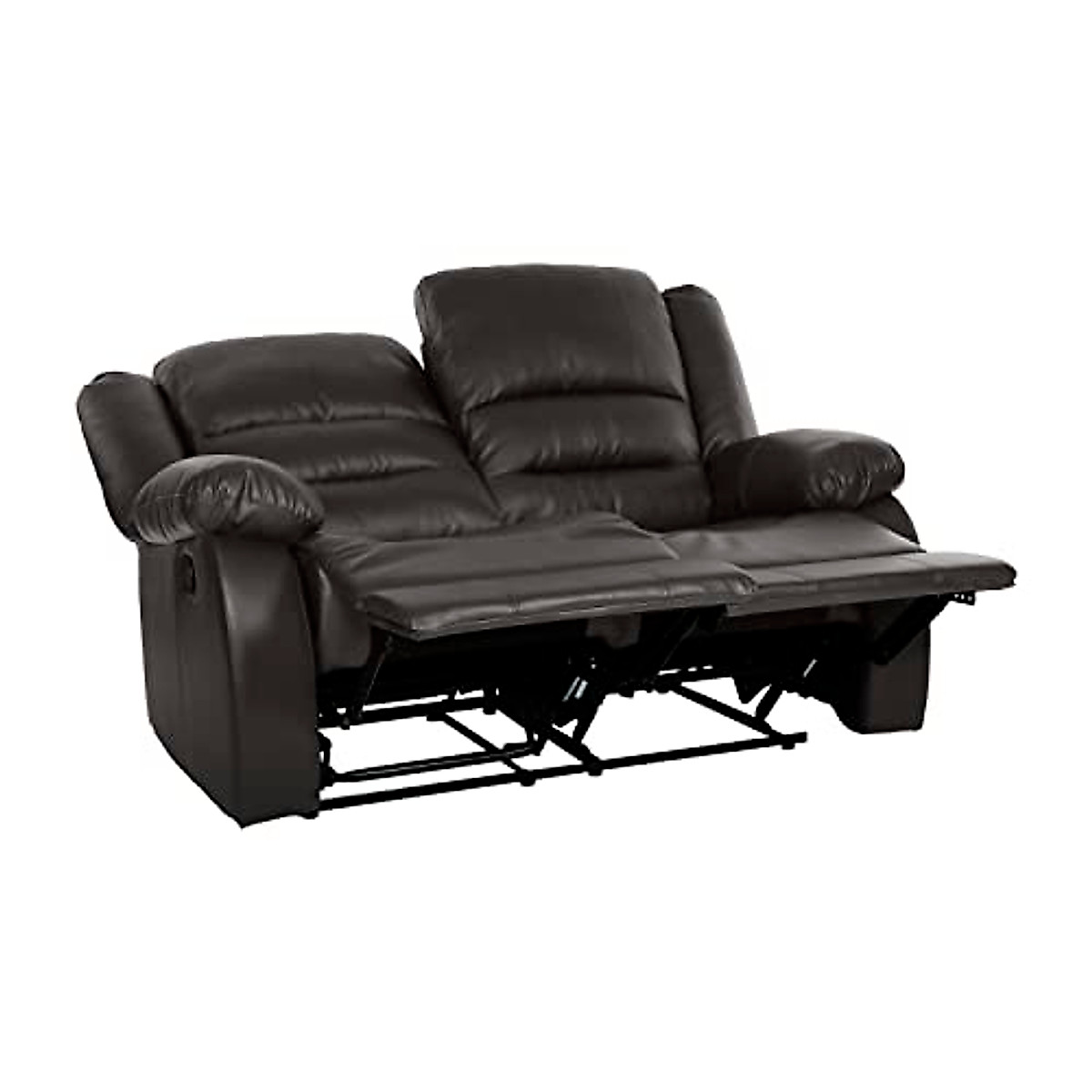 Lexicon Azrael Faux Leather Double Manual Reclining Loveseat, 62" W, Brown