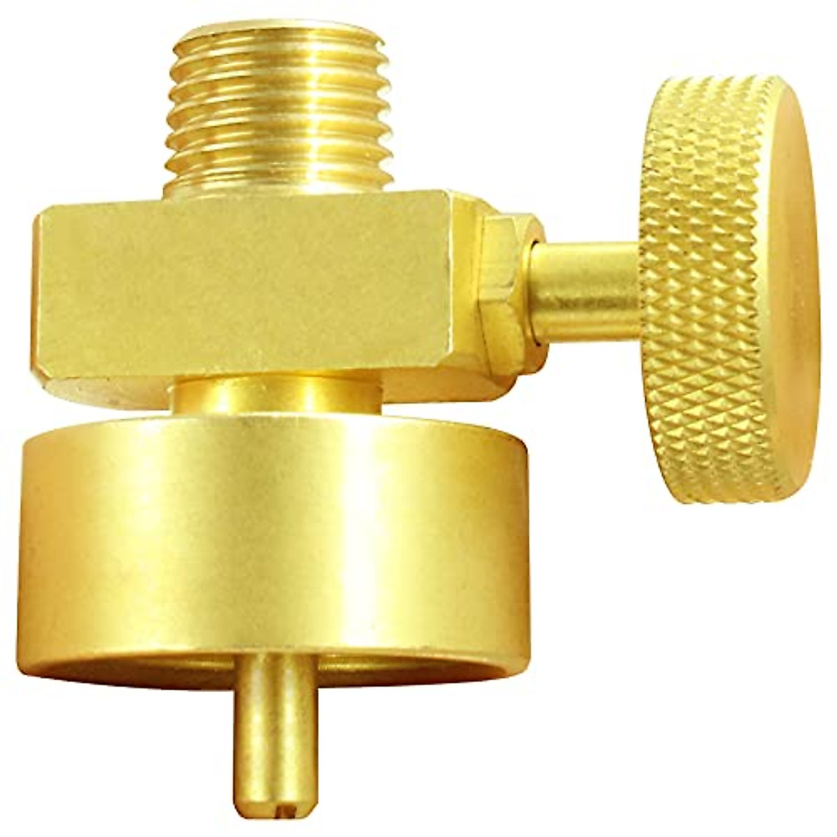 MCAMPAS Disposable Adjustable Pressure Propane Gas Regulator Valve,1LB Tank Connection Needle Valve x 1/4" NPT Male (Tapped M8 Female) Adapter Fitting