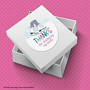 Ice Skating-Themed Thank You Sticker Labels for Girls, 40 2" Party Circle Stickers by AmandaCreation, Great for Party Favors, Envelope Seals & Goodie Bags