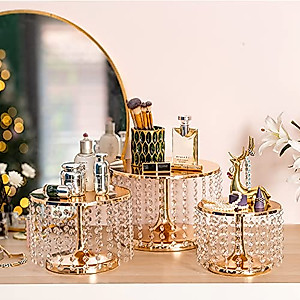 Inweder Tall Wedding Cake Stand - 12" Small Metal Cake Stand with Chandelier Crystal, Gold Mini Cake Pedestal Stand Cake Plate, Cake Stands for Dessert Table, Wedding, Party, Event, Home Decor