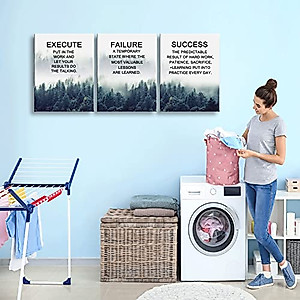 Canvas Wall Art Success Quote, Office Wall Art, inspirational wall art Large Poster, motivational wall art Positive Motivational Set of 3 Prints, Execute Failure Definition, Inspirational poster Print 11.5" x 15" 3 Pieces A-273