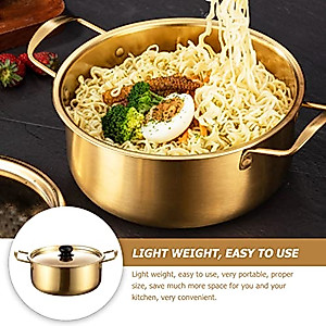 BESTonZON Instant Noodle Pot Ramen Noodle Pot Fast Noodles Cooking Pot Casserole Dish with Lid Korean Ramen Pasta Pots Korean Noodle Bowl Large Pot for Cooking Gold Pot Food Soup Pot Kettle