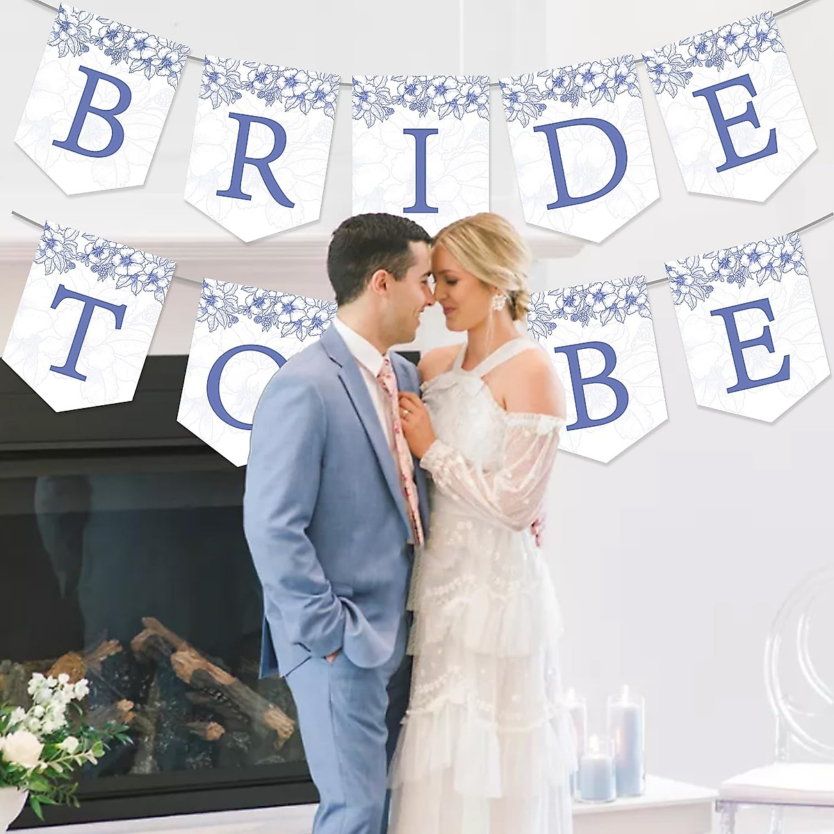 Bride To Be Banner, Blue Floral Bachelorette Bridal Party Banner for Bachelorette Bridal Party Decorations & Decor