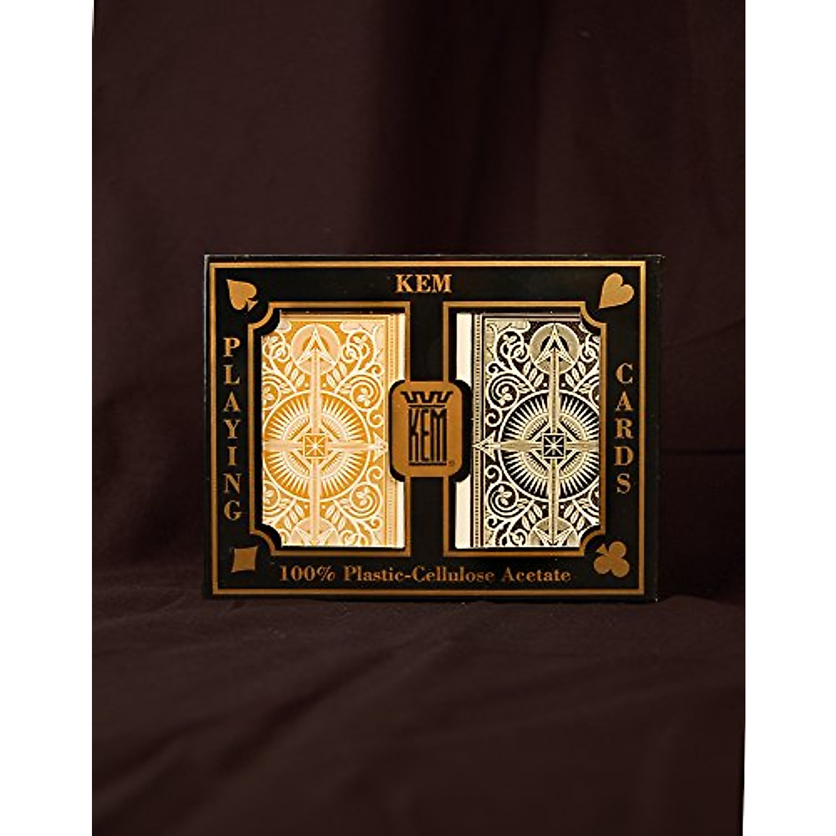 KEM Arrow Black and Gold, Bridge Size- Standard Index Playing Cards (Pack of 2), Arrow Black/Gold