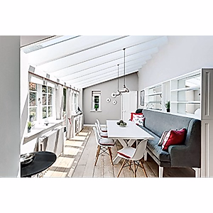 2xhome Modern Plastic Side Dining Chairs No Arms with Back Natural Wood Wooden Legs, Set of 4, White, Set of 4