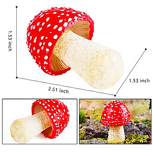 Hiawbon 6 Pcs Miniature Mushroom Figurine Plastic Mushroom Model Realistic Artificial Mushroom Fairy Garden Landscape Decoration Supplies