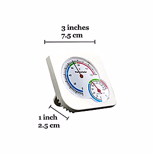 SunGrow Hermit Crab Thermometer & Hygrometer for Terrariums and Reptile, Analog Gauges, Measures in Fahrenheit & Percent, White, 1 Pc per Pack