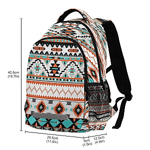 Ethnic Geometric Chevron Aztec Backpack School Bookbag Laptop Purse Casual Daypack for Teen Girls Women Boys Men College Travel