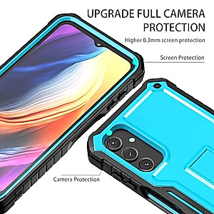 DUOPAL for Samsung Galaxy A14 5G Case, Military Grade Protection Shockproof Case with Tempered Glass HD Screen Protector and Kickstand Compatible with Galaxy A14 5G Phone 6.8 Inch (Blue)