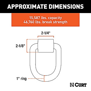 CURT 83780 6 x 5-Inch Weld-On Trailer D-Ring Tie Down Anchor, 46,760 lbs Break Strength