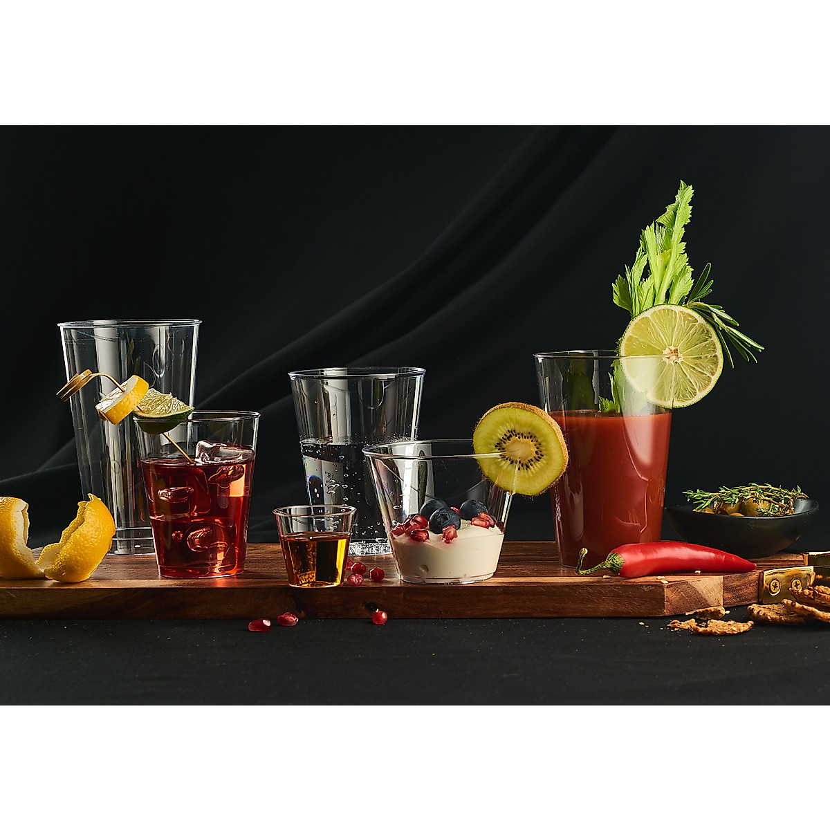 Embellish 100 Plastic Shot Glasses 2 oz, Crystal Clear Disposable Hard Mini Cups, Great for Whiskey, Jello Shots, Sample Tasting, Sauce, Dipping, Condiments, Perfect For Home, Bar, Parties,