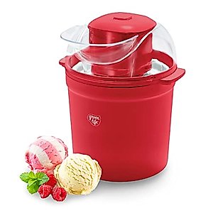GreenLife 1.5QT Electric Ice Cream, Frozen Yogurt and Sorbet Maker with Mixing Paddle, Dishwasher Safe Parts, Easy one Switch, BPA-Free, Red