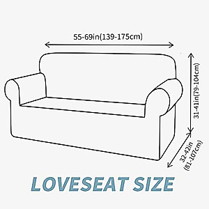 JIVINER Stretch Loveseat Sofa Cover, 1 Piece Jacquard Couch Covers for 2 Cushion Couch with Elastic Bottom, Non Slip Soft Love seat Furniture Protector for Kids, Pets (Medium, Leaf Patten Light Gray)