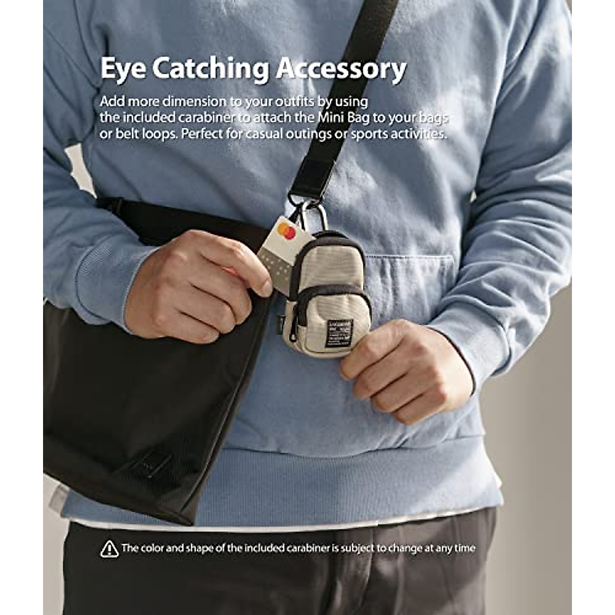 Ringke Mini Pouch Two Pocket, Small Bag for Universal Wireless Ear Buds, Durable Waterproof Keychain Accessories Compatible with AirPods Pro 2nd Generation and AirPods 4 Case - Beige