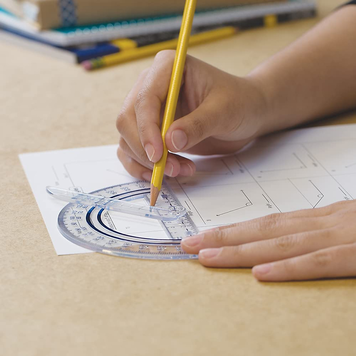 Fiskars 12-95400J Back to School Supplies, Protractor Swing Arm Clear, Color Received May Vary