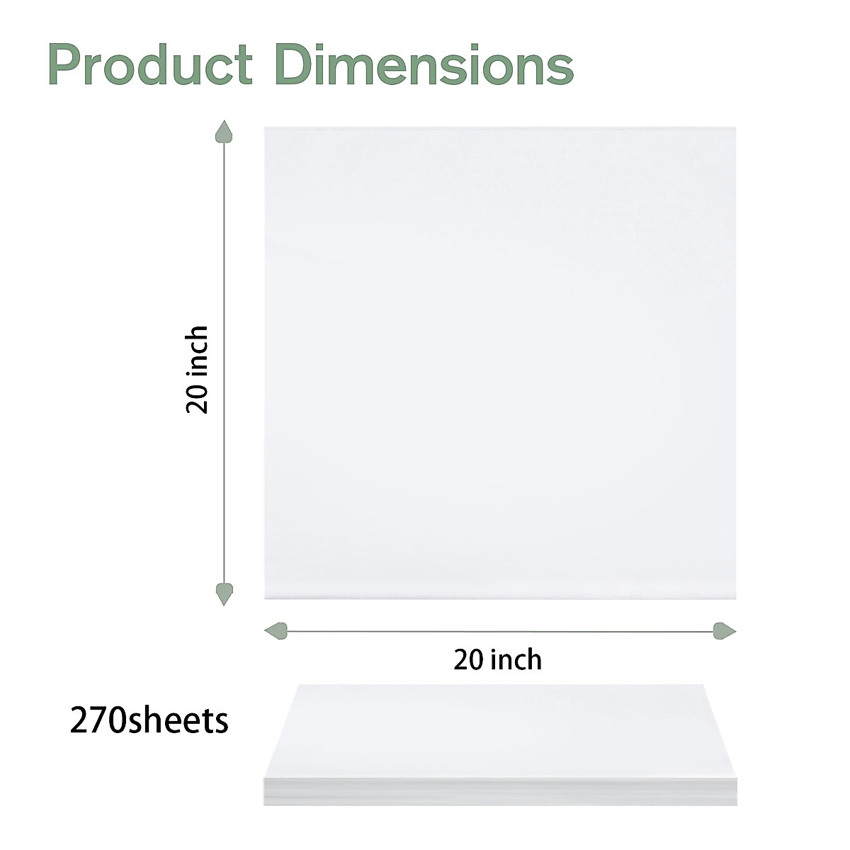 Simetufy 20 x 20 inch White Tissue Paper, 270 Sheets Tissue Paper for Gift Bags, Gift Tissue Paper for Hanukkah, Holidays, Birthdays, Weddings, Christmas and All Occasions