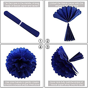 Kubert Outer Space Birthday Party Decorations 1st Birthday Boy Prince Party Decorations with Navy Silver Tissue Pom Poms Decorations Happy Birthday Banner Navy Blue Glitter Silver Paper Star Garlands