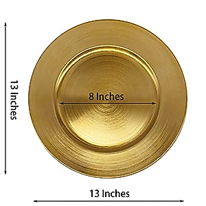 Henilosson Metallic Foil Gold Charger Plates-13 inch-6 pack round Dinner Chargers -Plate Chargers for Dinner Plates - Wedding Décor Place-mats (6, gold)