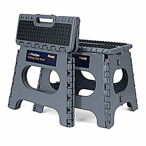 11" Folding Step Stool for Adults and Kids Holds Up to 300 lbs ,Non 2 Gray