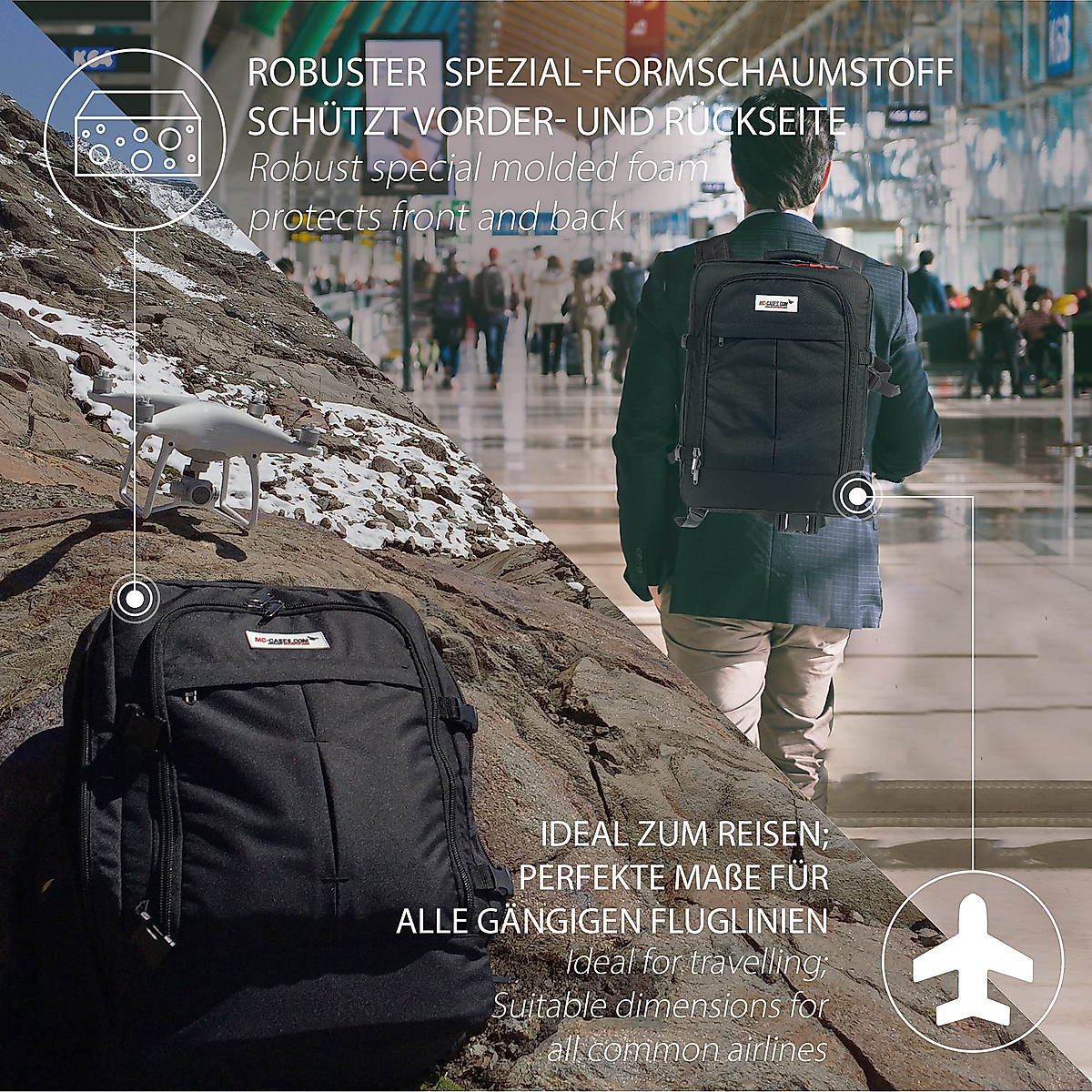 mc-cases Backpack for DJI Mavic 2 Pro or Zoom/Enterprise - Standard & Smart Controller Extremely Comfortable - Lots of Space…