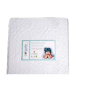 Colgate Mattress Cradle & Bassinet Mattress - GREENGUARD Gold Certified, Reversible Bassinet Pad with 2” Thickness, Wrapped in Waterproof Quilted Cover - 18” X 36” X 2”