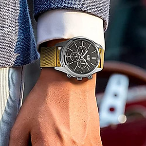 JIEANTE Stainless Steel Mesh Watch Band for Mens Women, Quick Release Mesh Watch Straps 18mm 20mm 22mm 24mm （20mm Gold）