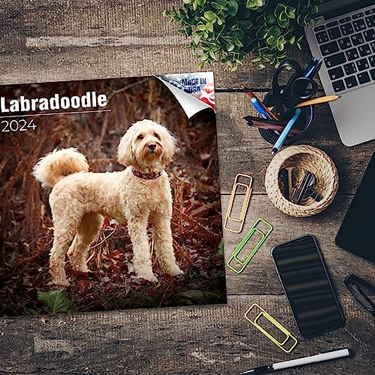 2023 2024 Labradoodle Calendar - Dog Breed Monthly Wall Calendar - 12 x 24 Open - Thick No-Bleed Paper - Giftable - Academic Teacher's Planner Calendar Organizing & Planning - Made in USA