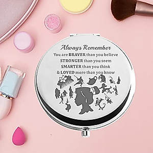 KEYCHIN Mu LAN Pocket Mirror Mu LAN and Mushu Fans Gifts Remember You are Braver Stronger Smarter Than You Think Compact Makeup Mirror for Women Girls Teenagers (Mu LAN Mirror-S)