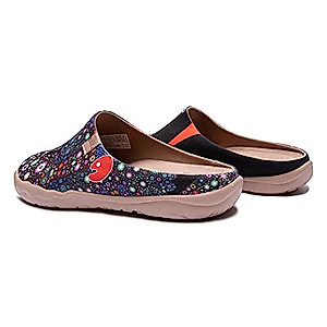 UIN Women's Slipper Fashion Canvas Comfort Travel Art Painted Shoes Wide Toe Casual Household Slip On Mules Pray for Goodness (8)