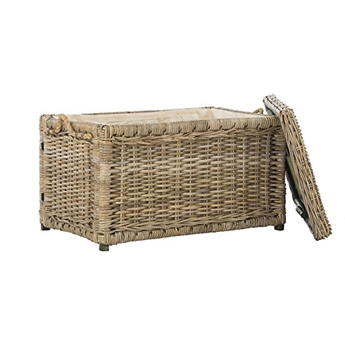 happimess HPM9003B Jacob 30" Wicker Storage Trunk, Collapsible for flat storage, Rattan-Kubusoft Gray, Coastal for Office, Dorm Room-LivingRoom, Bedroom, Dining Room, Natural